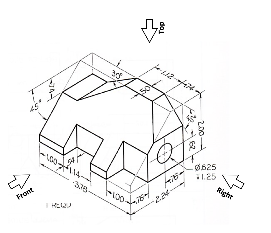 Solved For each problem below, draw the front, right, and | Chegg.com