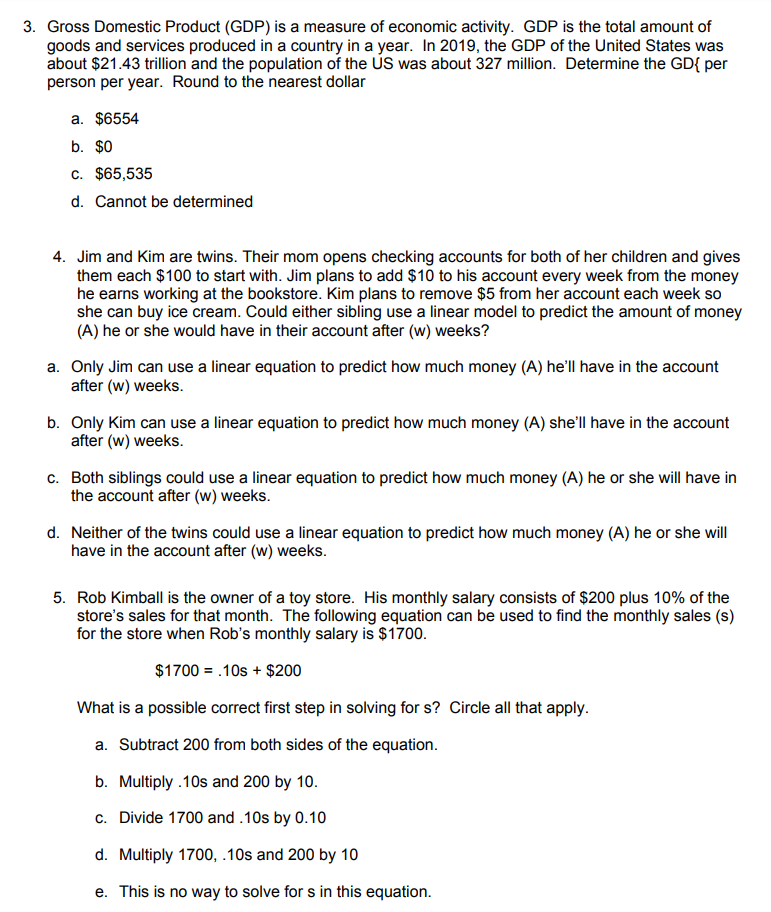 Solved 3. Gross Domestic Product (GDP) is a measure of | Chegg.com