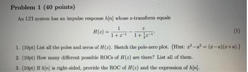 Solved An LTI system has an impulse response h[n] whose | Chegg.com
