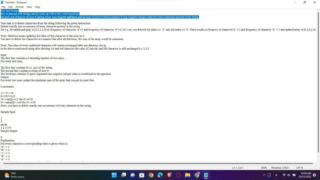 Solved 0 Explanation: For every character a corresponding | Chegg.com