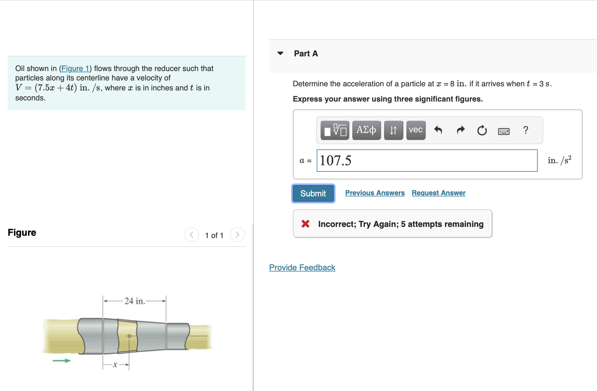 Solved Oil shown in (Figure 1) ﻿flows through the reducer | Chegg.com
