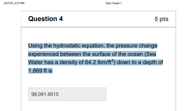 Solved Question 4 5 pts Using the hydrostatic equation, the | Chegg.com