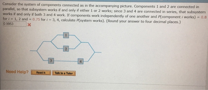 Solved Consider the system of components connected as in the | Chegg.com