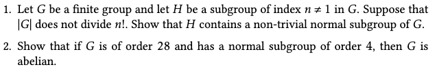 Solved 1. Let G be a finite group and let H be a subgroup of | Chegg.com