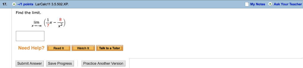 Solved 15. -/1 points LarCalc11 3.5.049. My Notes Ask Your | Chegg.com