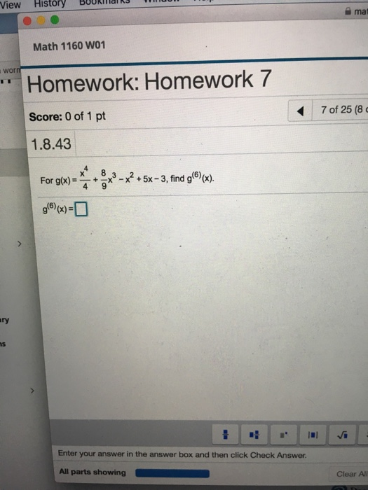 Solved View Históry BukiIal mat Math 1160 W01 wor Homework: | Chegg.com