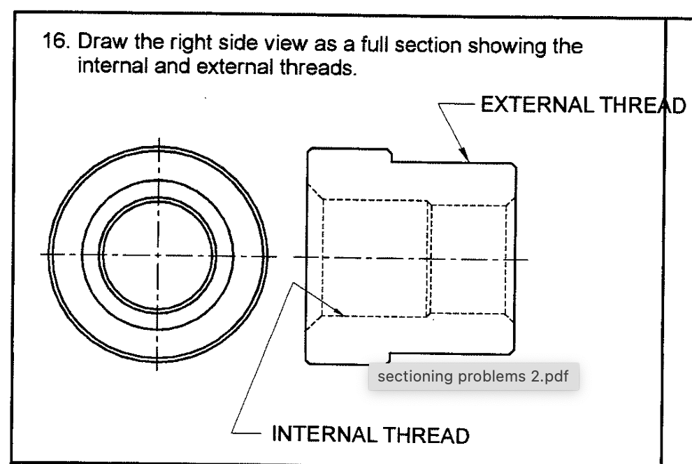 Solved 16. ﻿Draw the right side view as a full section | Chegg.com