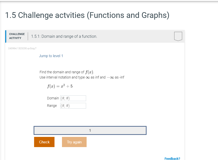 Solved 1.5 Challenge actvities (Functions and Graphs) | Chegg.com