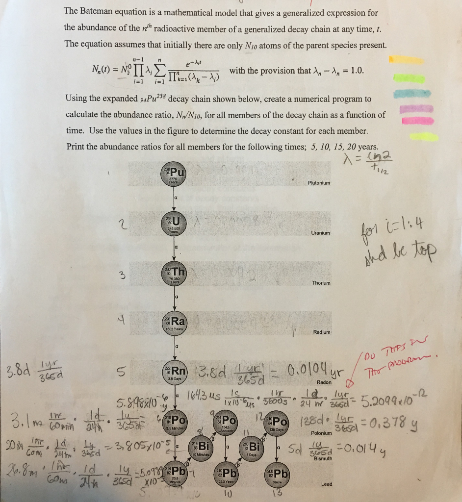 The Bateman equation is a mathematical model that | Chegg.com