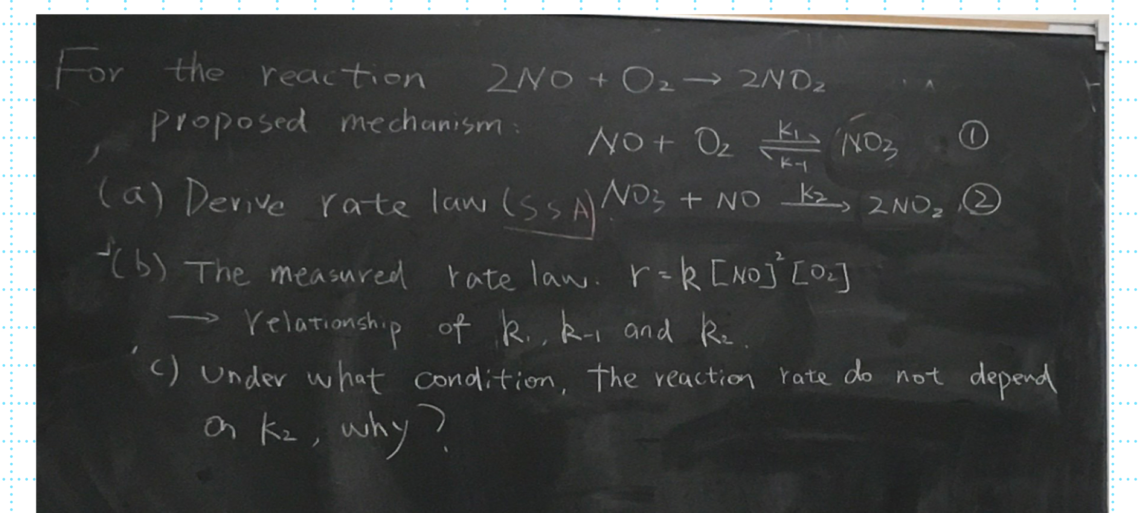 Solved For the reaction 2NO+O2→2NO2 proposed mechanism: | Chegg.com