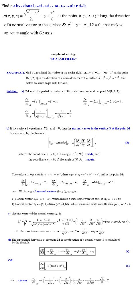 Solved Find A Directional Derivative Of The Scalar Fiela