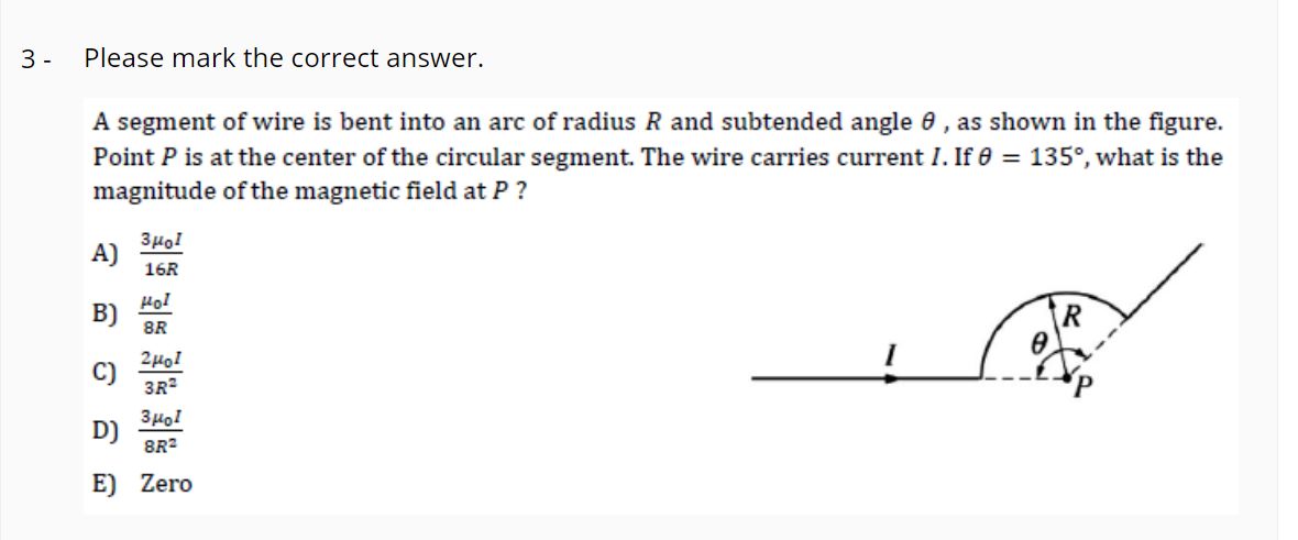 Solved - Please mark the correct answer. A segment of wire | Chegg.com