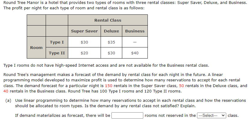 Solved Round Tree Manor is a hotel that provides two types | Chegg.com