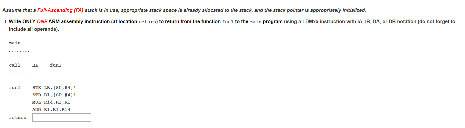 Assume that a Full-Ascending (FA) stack is in use, | Chegg.com