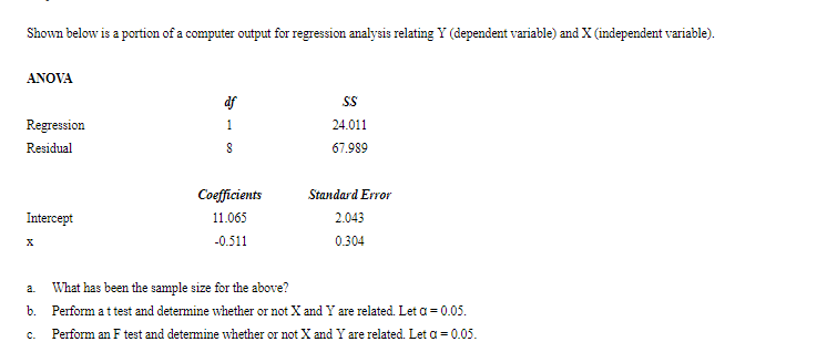 Solved Shown Below Is A Portion Of A Computer Output For