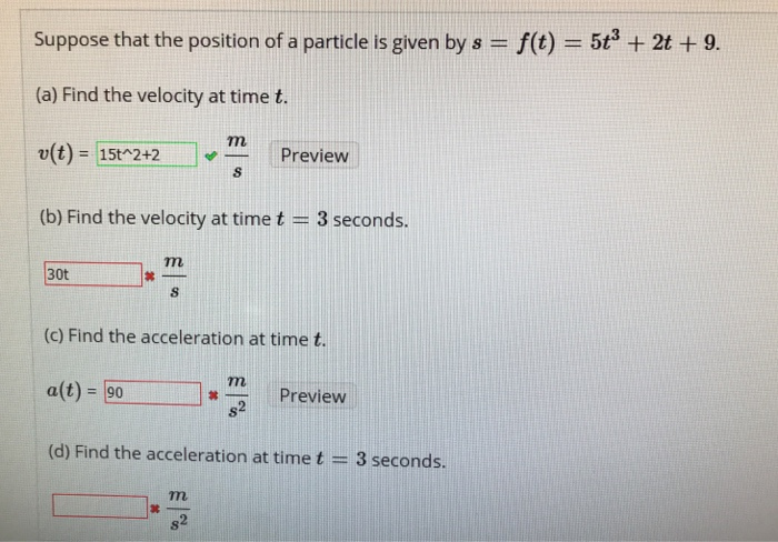 Solved 5t3 2t 9. Suppose that the position of a particle is | Chegg.com