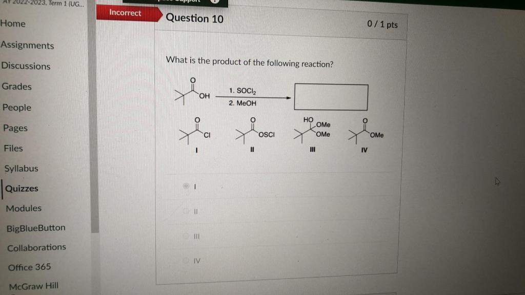 Solved What is the product of the following reaction? । II | Chegg.com