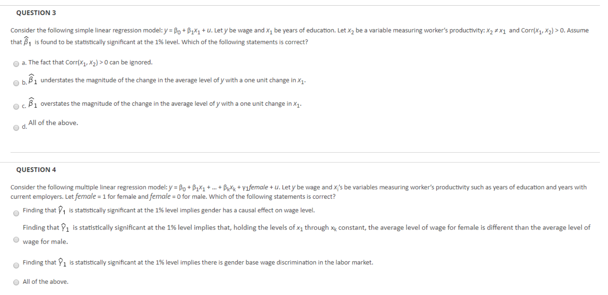 Solved QUESTION 1 Consider the following simple linear | Chegg.com