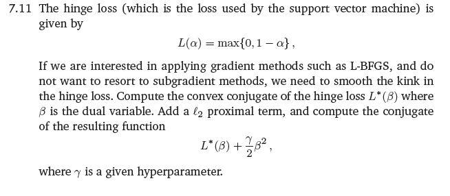 Solved 11 The hinge loss (which is the loss used by the | Chegg.com