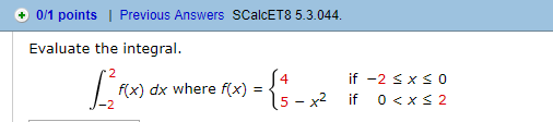 Solved +0/1 points | Previous Answers SCalcET8 5.3.044 | Chegg.com
