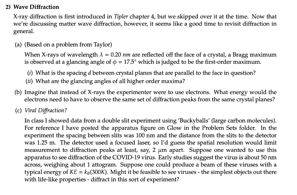 Solved 2) Wave Diffraction X-ray diffraction is first | Chegg.com