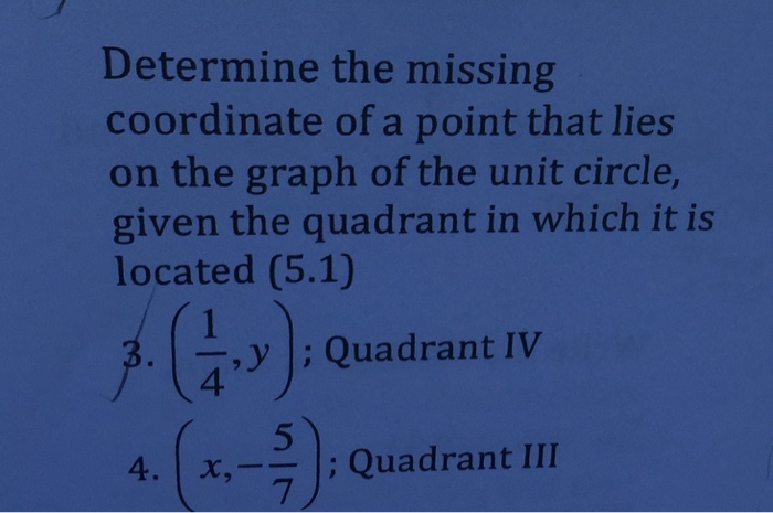 Solved Determine the missing coordinate of a point that lies | Chegg.com