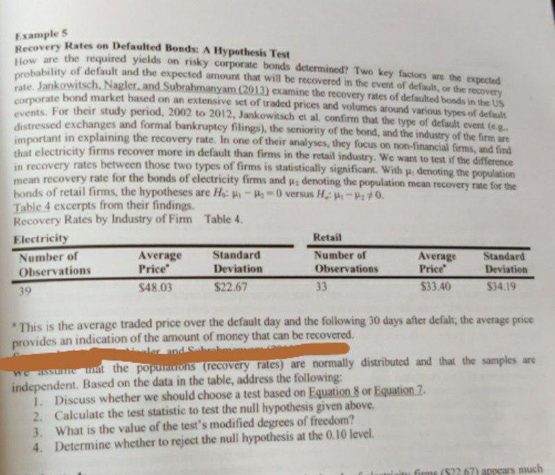 Solved Examples Recovery Rates on Defaulted Bonds: A | Chegg.com