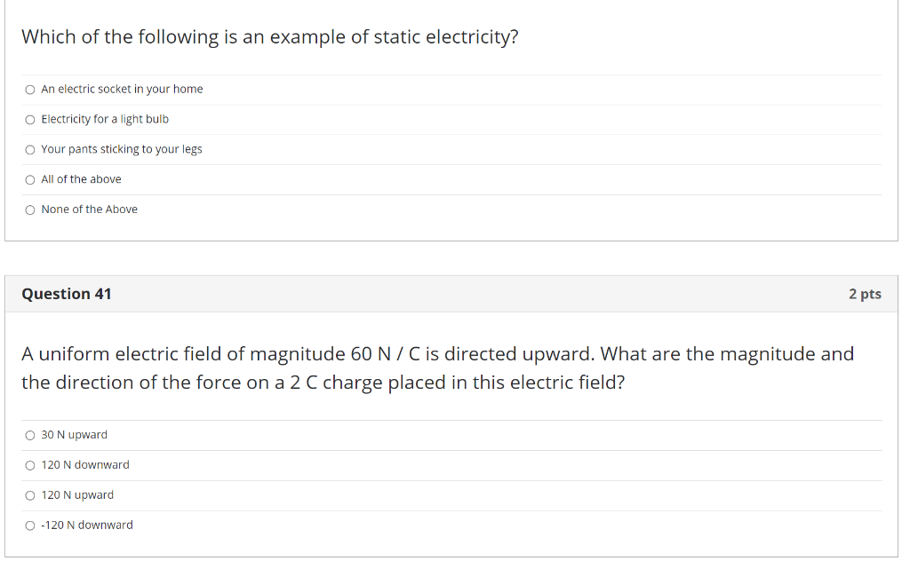 Solved Which of the following is an example of static | Chegg.com
