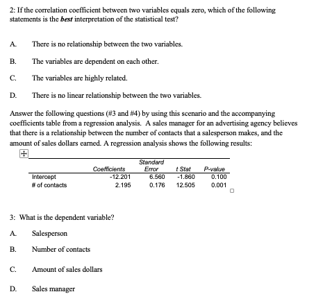 Solved 1: The following scatter plot is best described as | Chegg.com