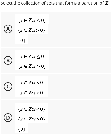 Solved Select the collection of sets that forms a partition | Chegg.com