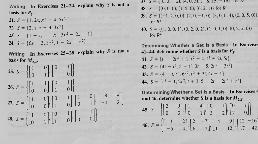 Solved Writing In Exercises 21-24, explain why S is not a | Chegg.com
