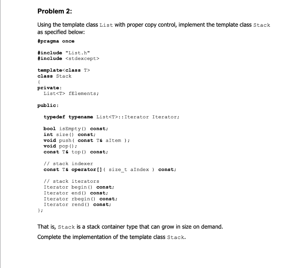 Solved Problem Set 6: Copy Control & Container Types | Chegg.com