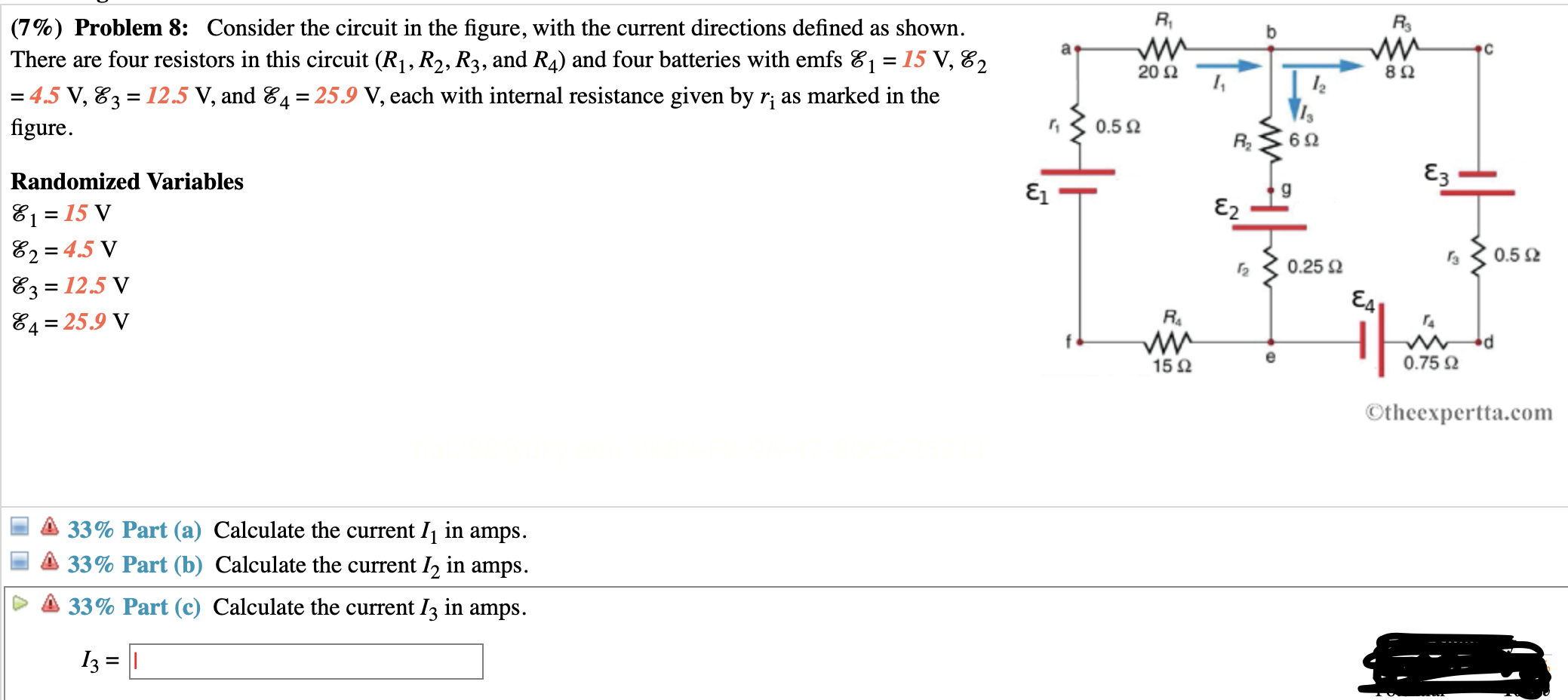 Solved R R3 b С (7%) Problem 8: Consider the circuit in the | Chegg.com
