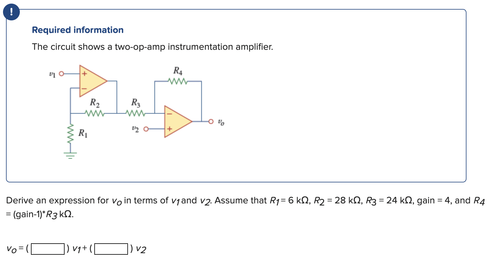 Solved Required information The circuit shows a two-op-amp | Chegg.com