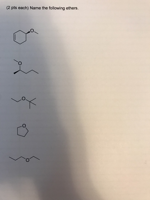 Solved Name the following ethers. | Chegg.com