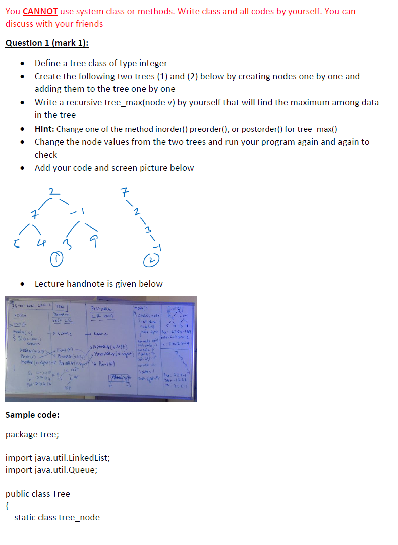 Solved You CANNOT use system class or methods. Write class | Chegg.com