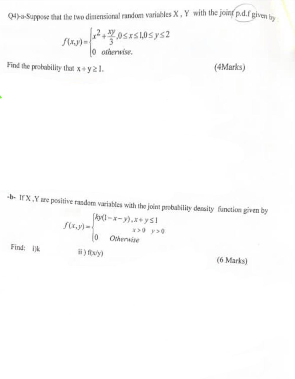Solved Q.4)-Suppose that the two dimensional random | Chegg.com