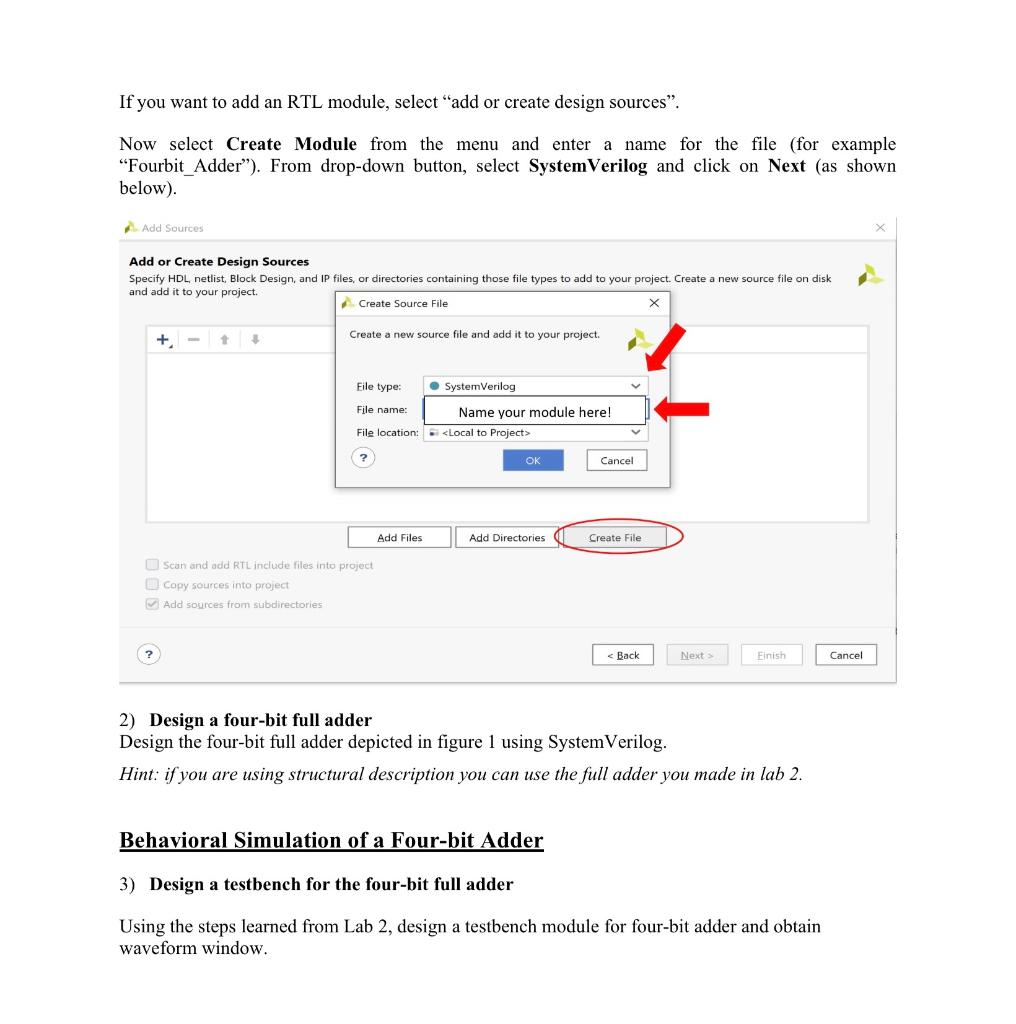 Solved If you want to add an RTL module, select "add or | Chegg.com