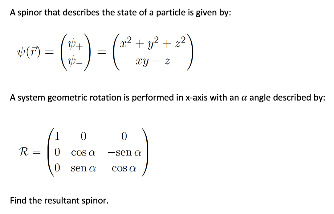 Solved A spinor that describes the state of a particle is | Chegg.com