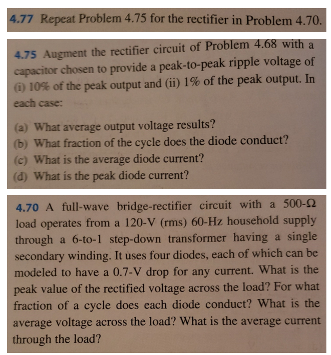 Solved 4.77 Repeat Problem 4.75 for the rectifier in Problem | Chegg.com