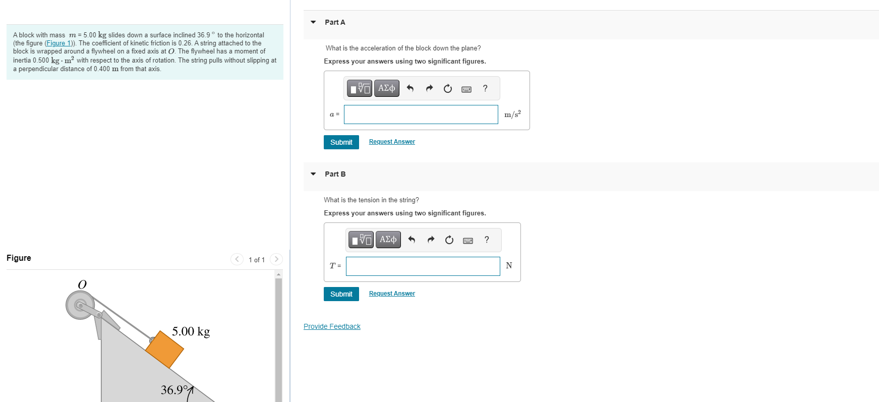 Solved A block with mass m=5.00 kg slides down a surface | Chegg.com