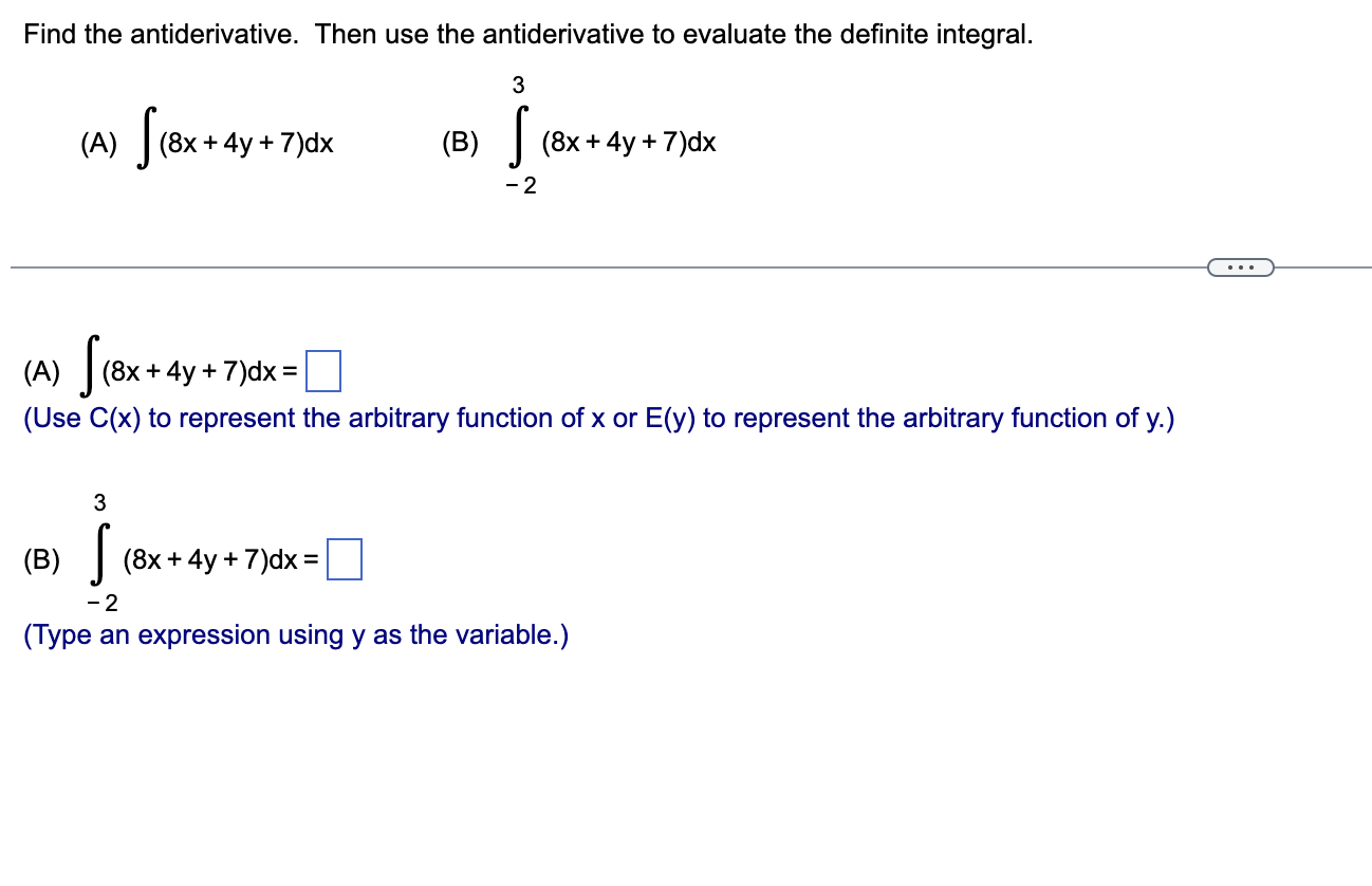 Solved Find the antiderivative. Then use the antiderivative | Chegg.com