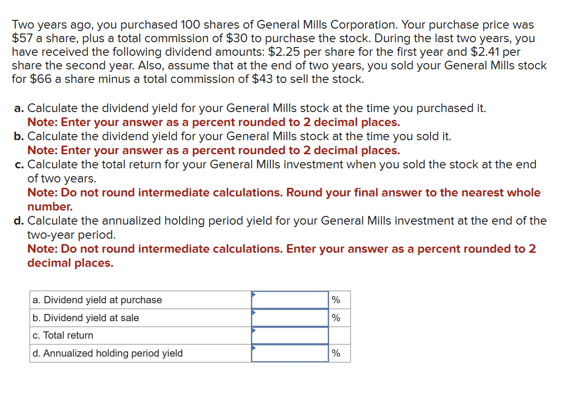 Two years ago, you purchased 100 shares of General | Chegg.com
