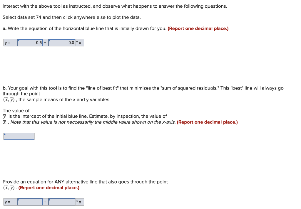 RegressionInteract with the above tool as instructed, | Chegg.com