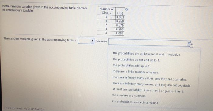 Solved s the random variable given in the accompanying table | Chegg.com