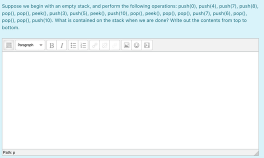 Solved Suppose we begin with an empty stack, and perform the | Chegg.com