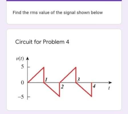 Solved Find the rms value of the signal shown below Circuit | Chegg.com