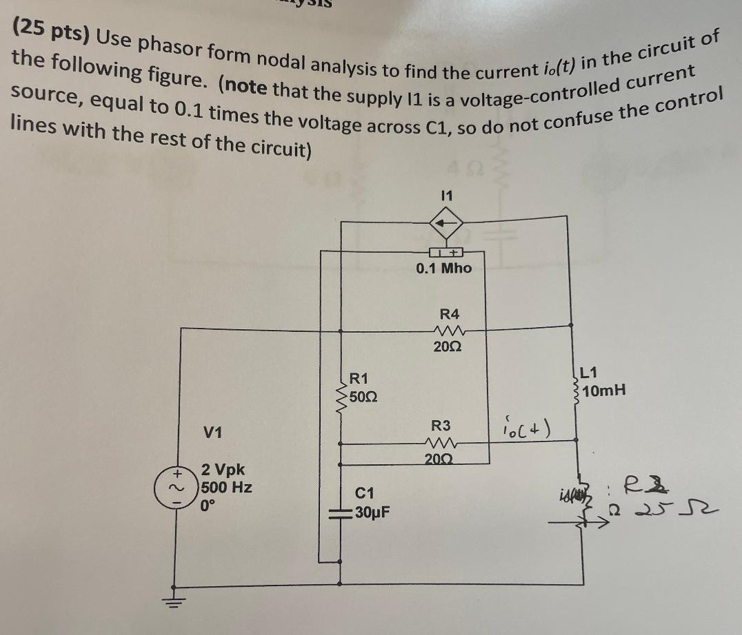 Solved use phasor form nodal analysis to find the current | Chegg.com