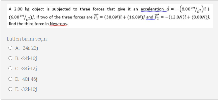 Solved A 2 00 Kg Object Is Subjected To Three Forces That