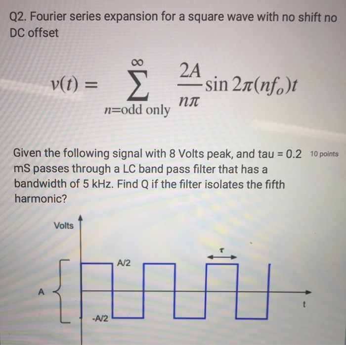 Solved Q2. Fourier series expansion for a square wave with | Chegg.com